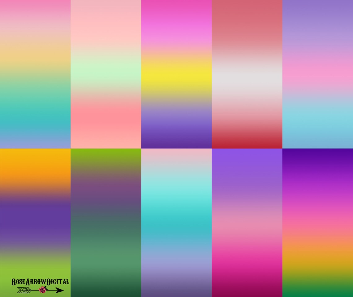 50 Colorful Ombre Digital Papers Bundle | Gradient Seamless Background ...