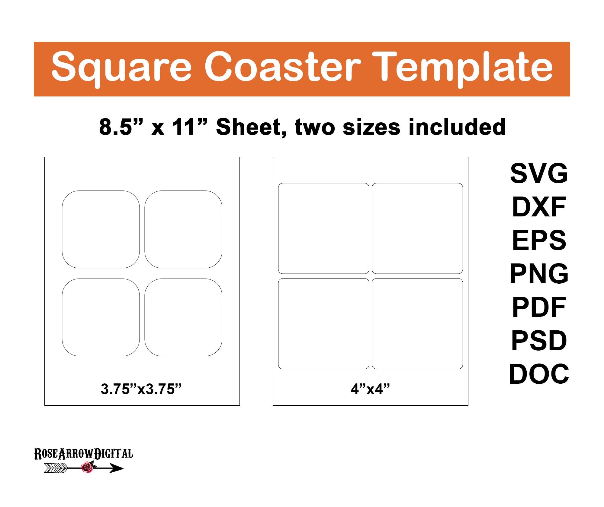 Square Cup Coaster Template SVG | Drink Coaster Template for ...