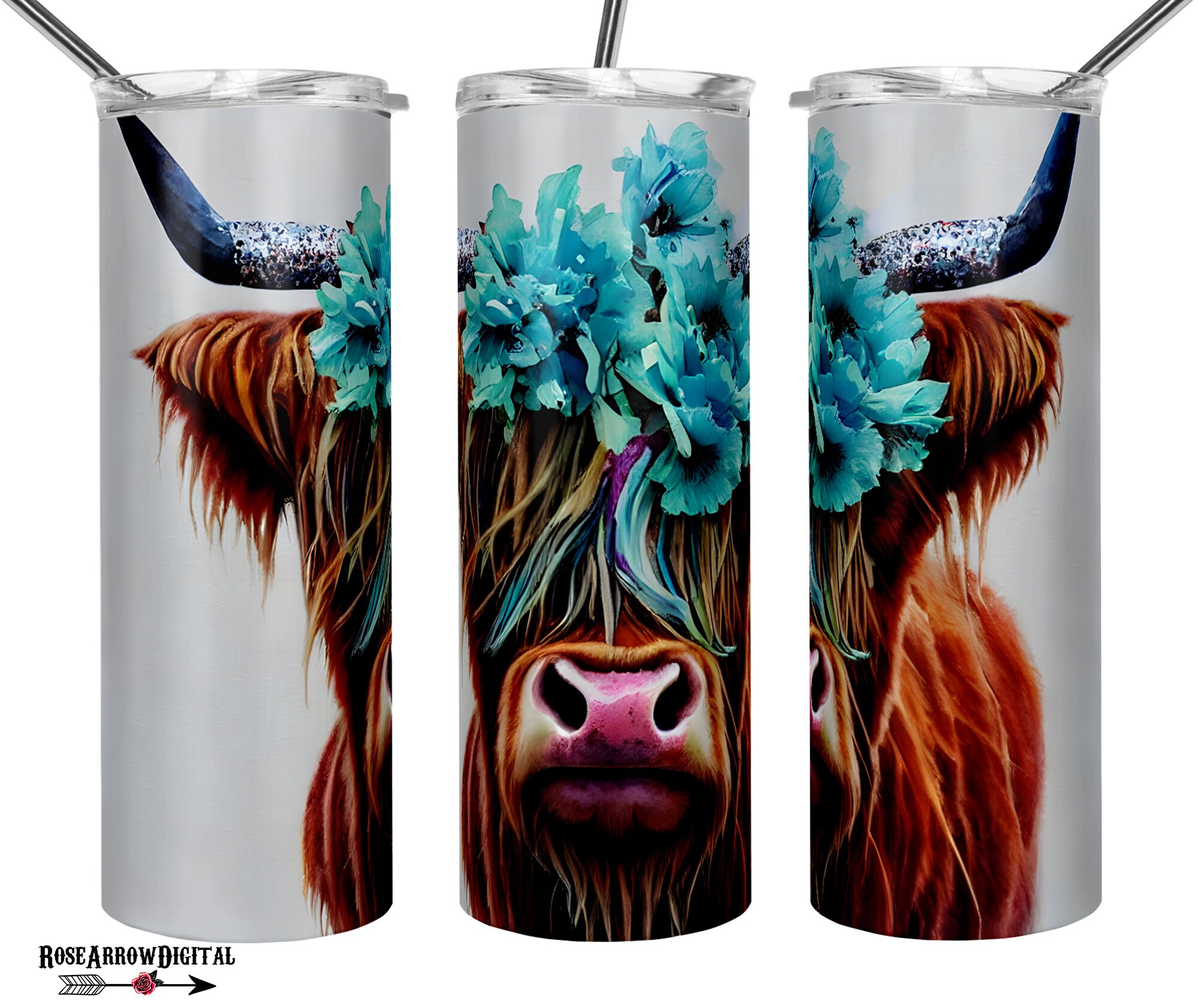 Highland Cow Tumbler Wrap PNG Bundle Farm Animal Seamless - Etsy