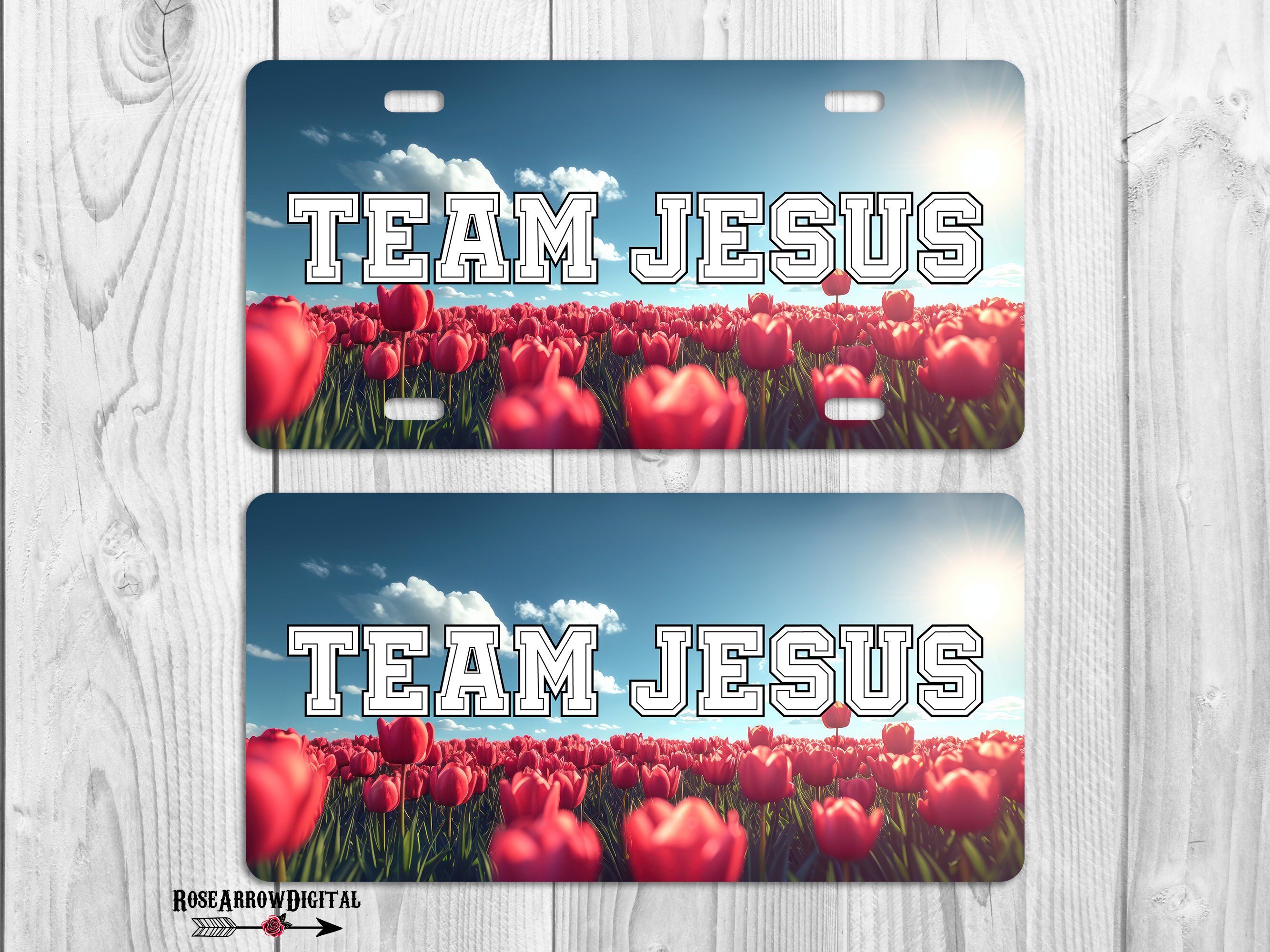 Christian License Plate PNG Team Jesus Floral Car Plates Sublimation ...