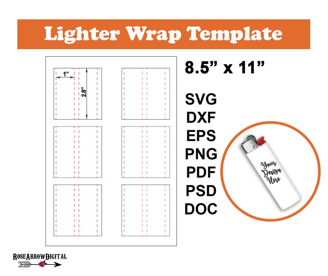 Lighter Label Template SVG | Lighter Wrapper Template PSD for 8.5"x11 ...