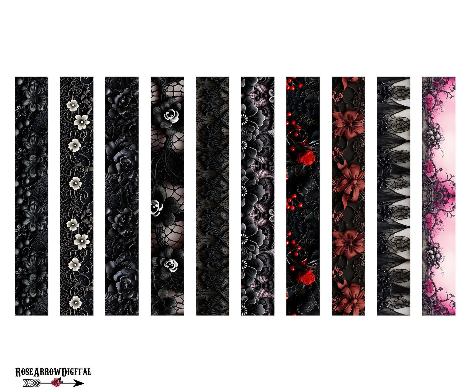 Gothic Keychain Wristlet PNG Bundle, Halloween Goth Lace Key Fob ...