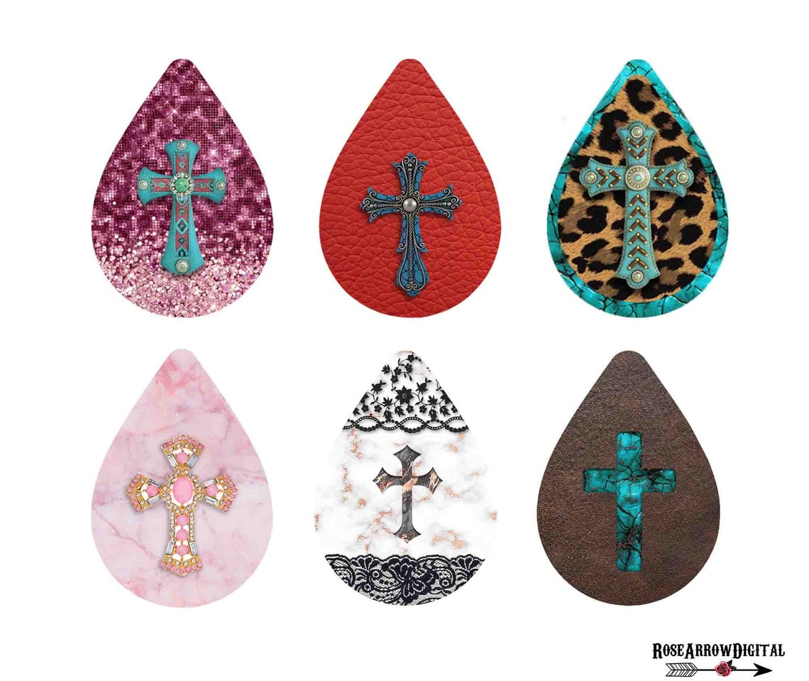Christian Earring Bundle | Cross Teardrop Earring Sublimation Design ...