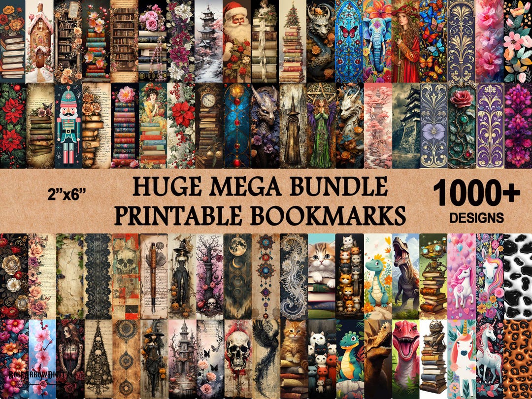 HUGE MEGA Printable Bookmarks PNG Best Selling Bundle | Ephemera ...