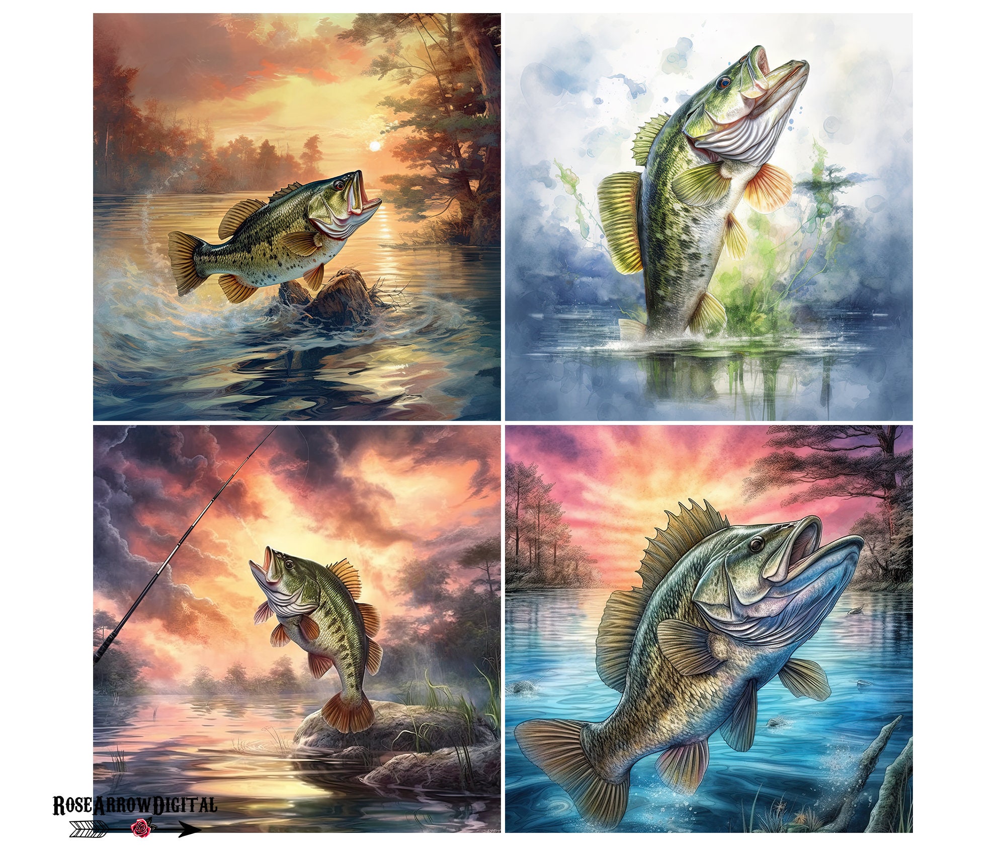 Fishing Digital Papers Bundle 14 Fish Paper Pack Background Printable ...