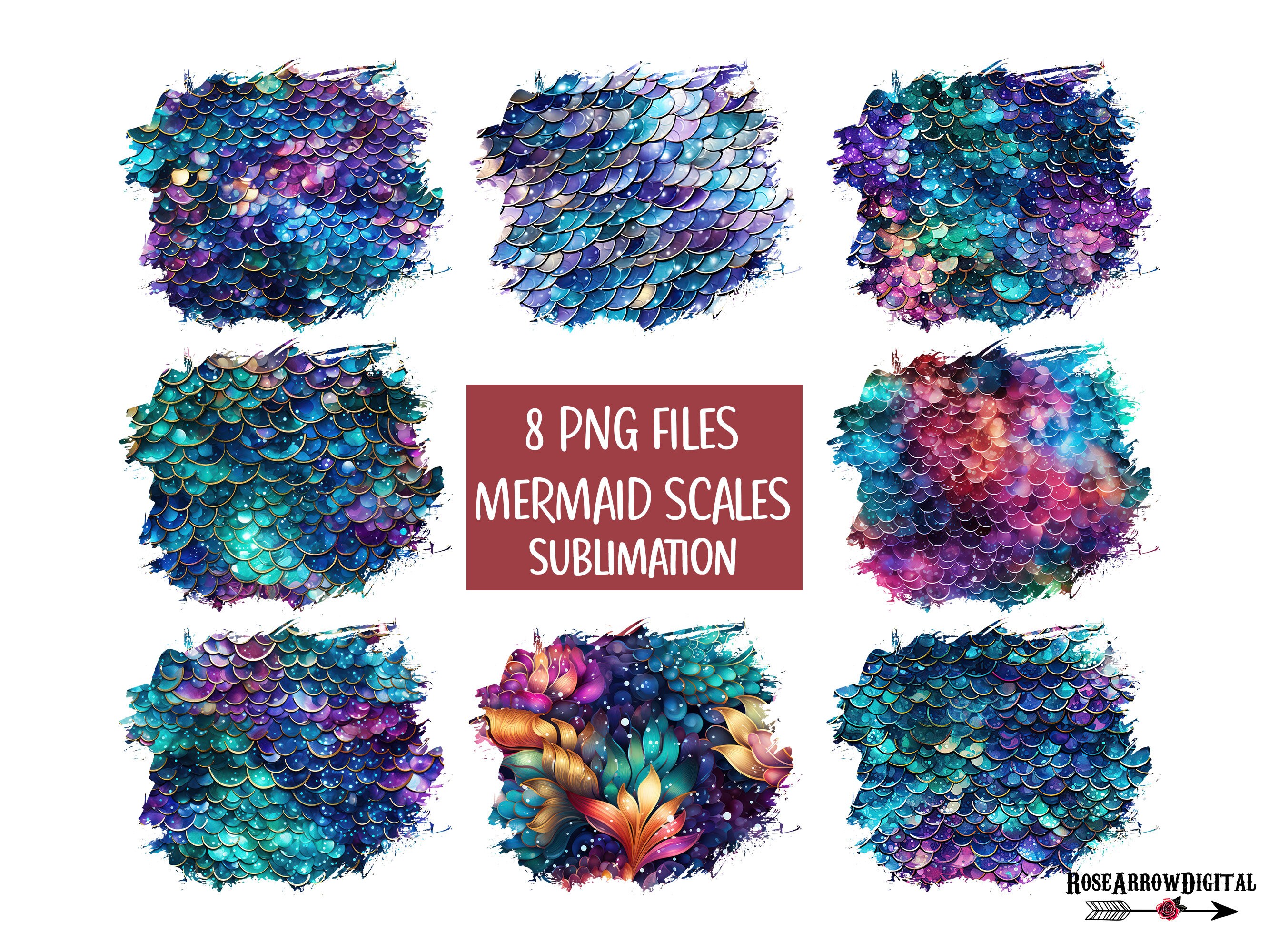 Mermaid Scales Background PNG Bundle Fish Scales T-shirt Design ...