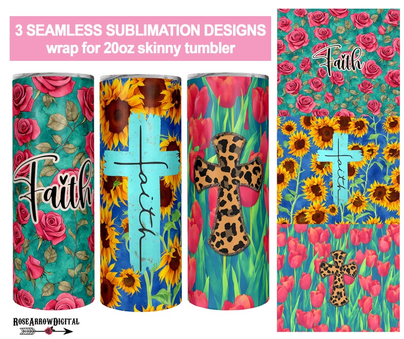 Christian Tumbler Wrap Bundle Seamless Faith Cross Tumbler - Etsy