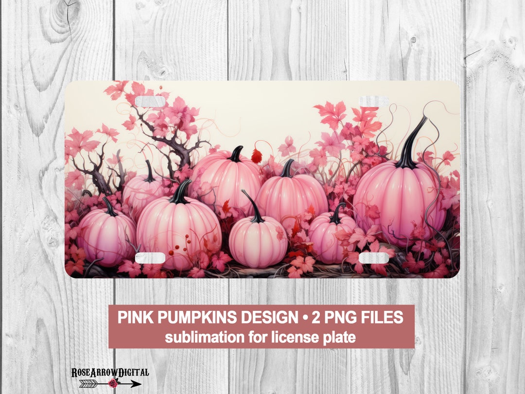 Halloween License Plate PNG | Pink Pumpkin Plate Art Sublimation ...