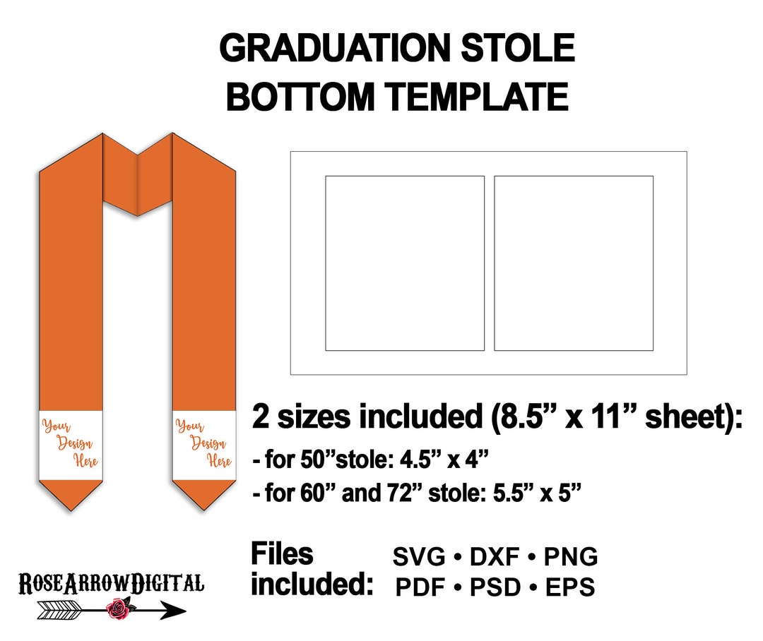 Graduation Stole Bottom Template SVG | Stole Sublimation Template ...