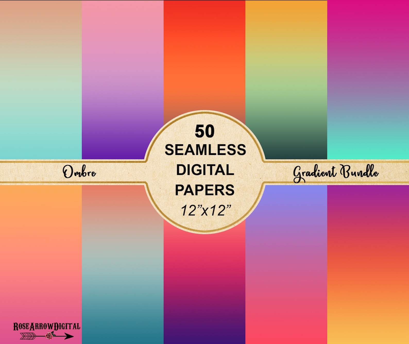 50 Colorful Ombre Digital Papers Bundle Gradient Seamless - Etsy