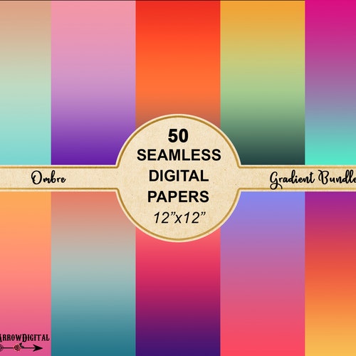 50 Colorful Ombre Digital Papers Bundle Gradient Seamless - Etsy