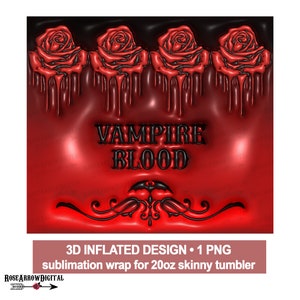 3D Inflated Puff Vampire Blood Tumbler Wrap PNG | Puffy Halloween ...