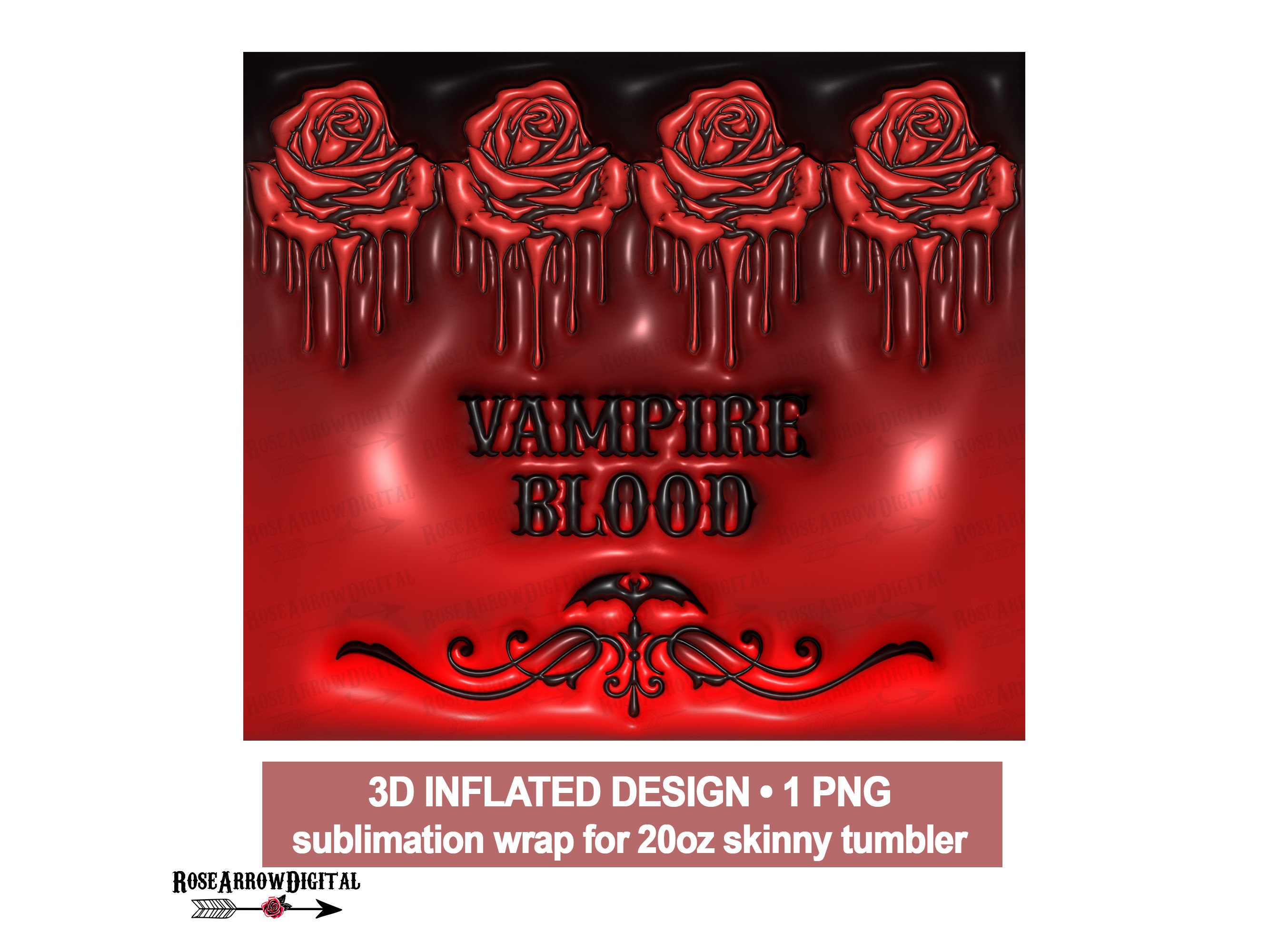 3D Inflated Puff Vampire Blood Tumbler Wrap PNG Puffy Halloween ...
