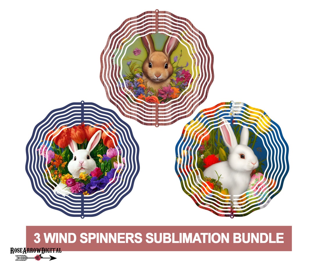 Easter Bunny Wind Spinner PNG Bundle Spring Rabbit Wind Spinner ...