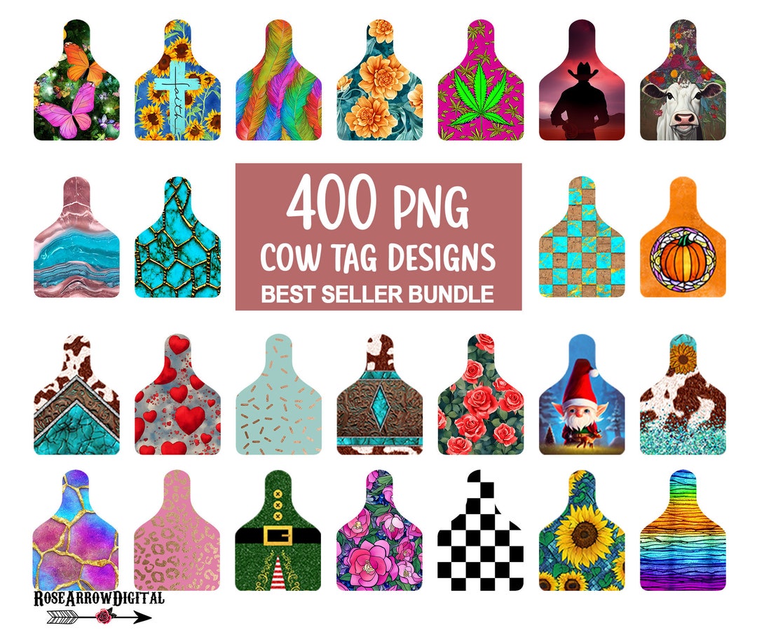 Cow Tag Earring Sublimation PNG Bundle | Cattle Tag Design - Etsy