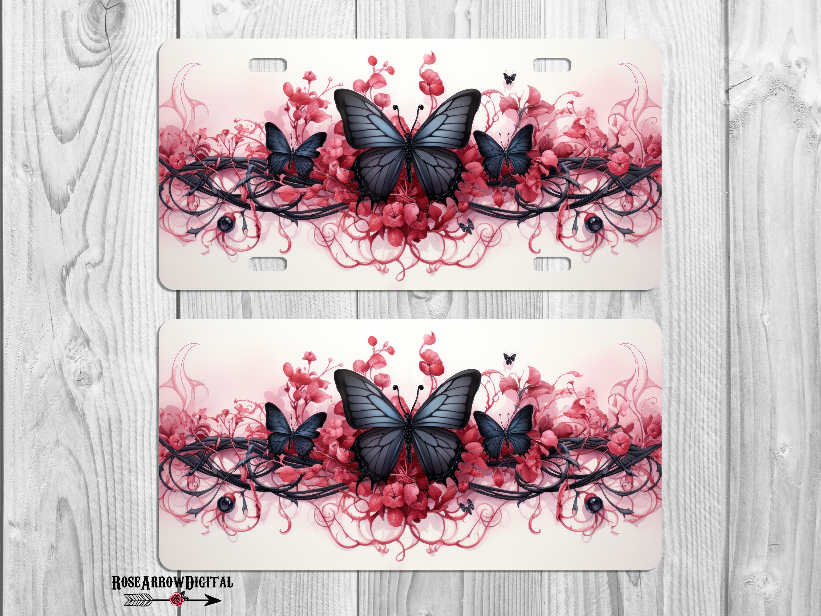Gothic Butterfly License Plate PNG Halloween Car Plates Art Sublimation ...