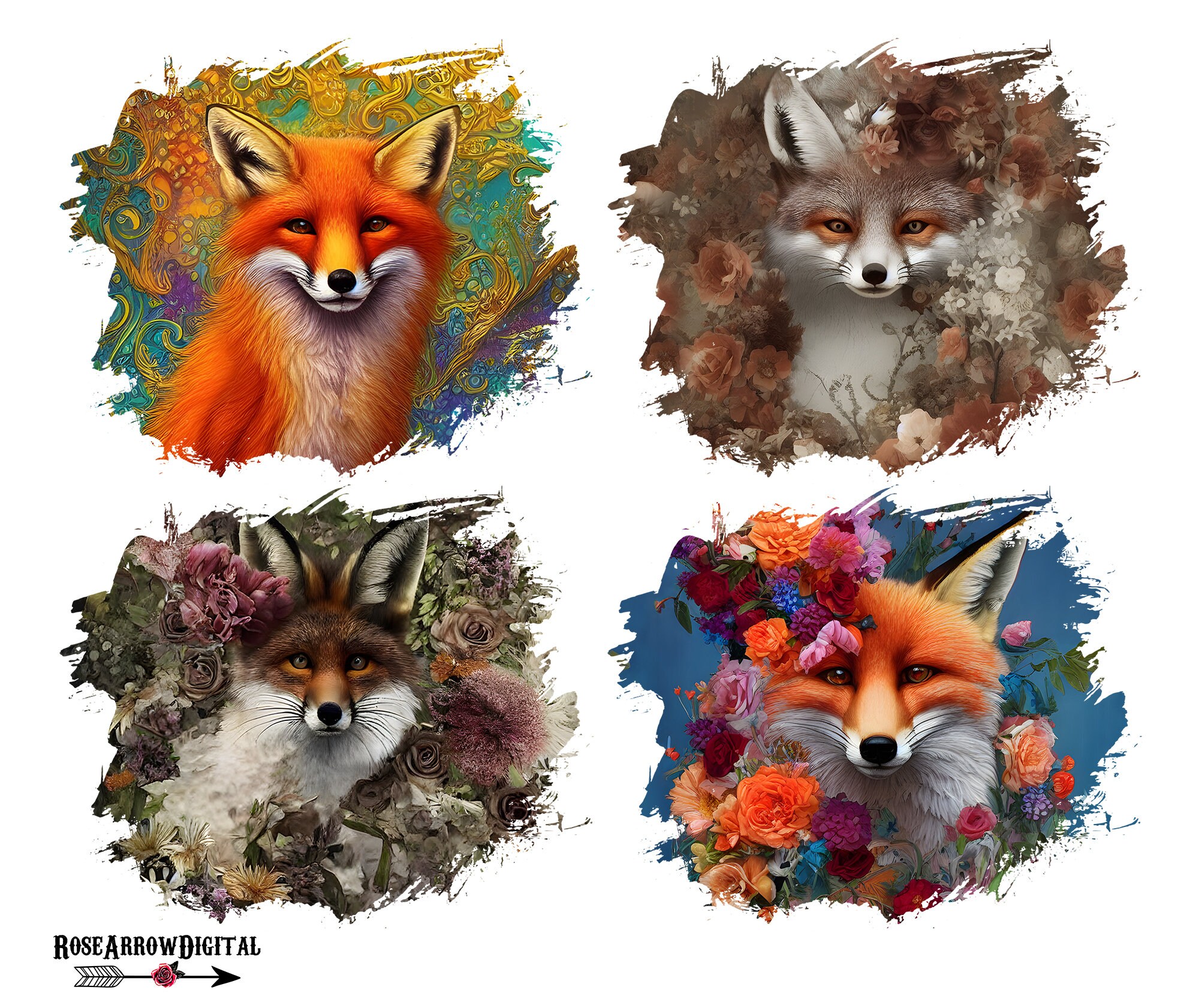 Fox PNG Bundle Fox T-shirt Design Sublimation Patches - Etsy