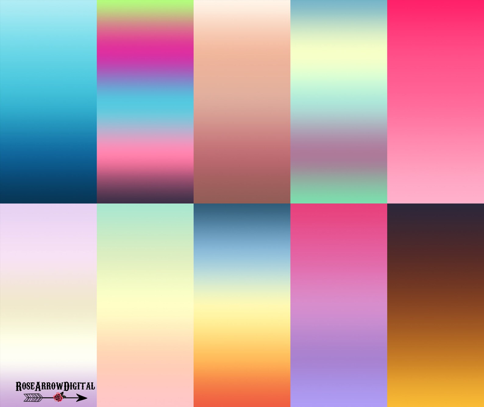 50 Colorful Ombre Digital Papers Bundle | Gradient Seamless Background ...