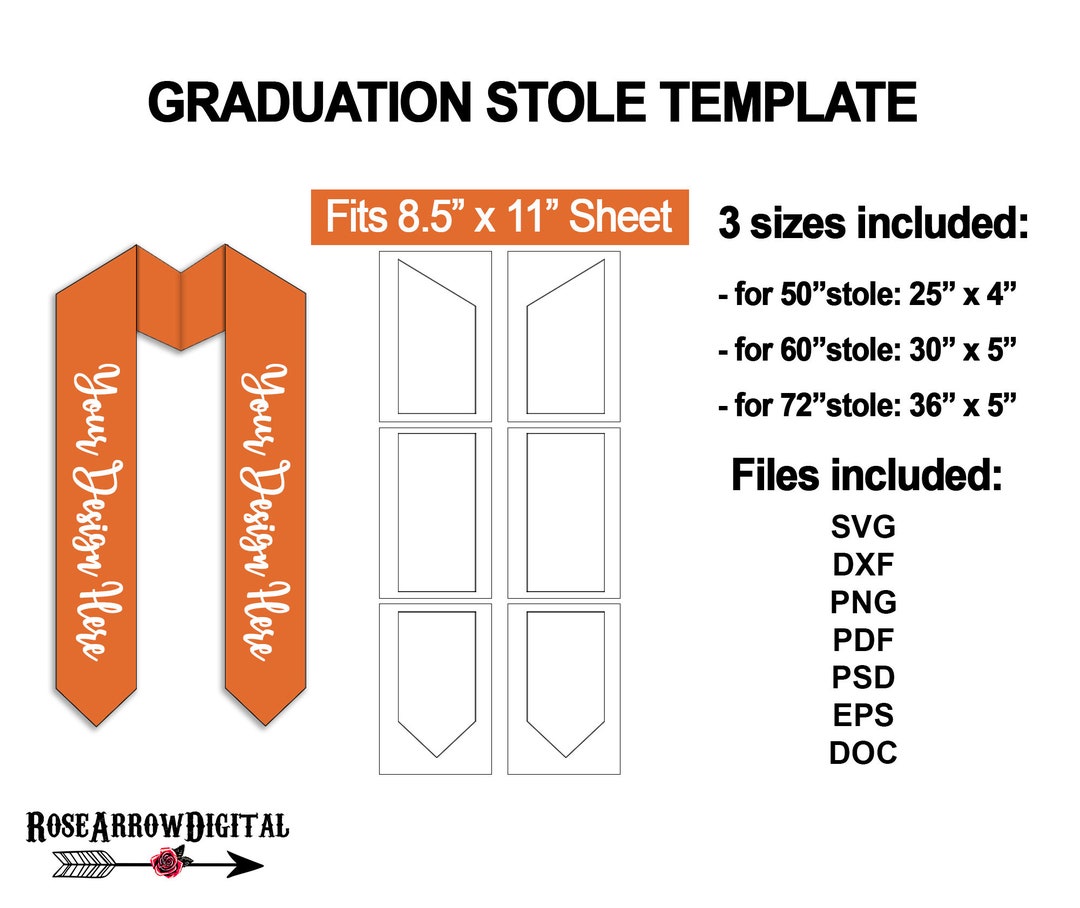Graduation Stole Template SVG Bundle | Sublimation Design (printable on ...