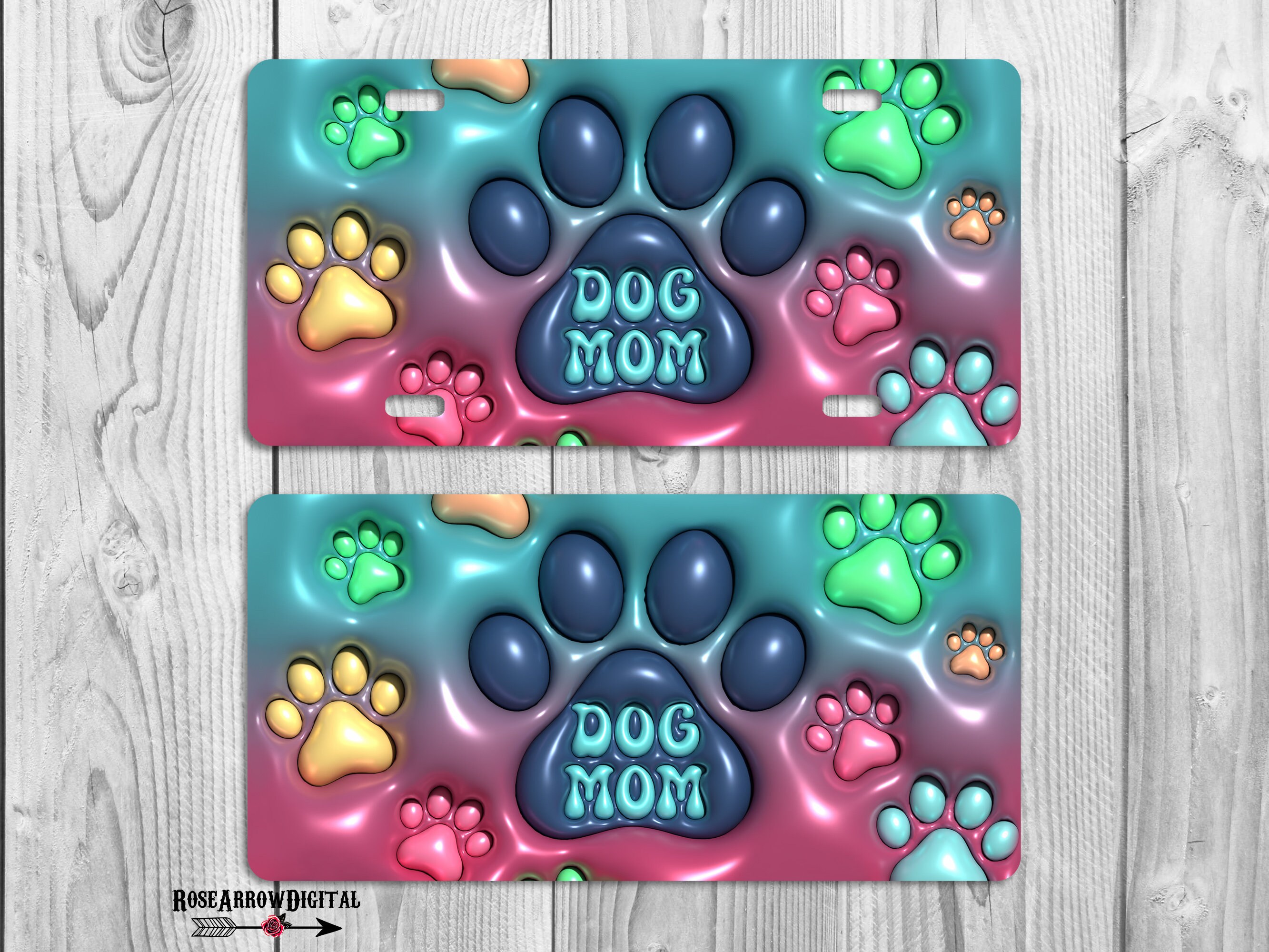 3D Inflated Dog Mom License Plate PNG | Dog Lover Car Plates Art ...