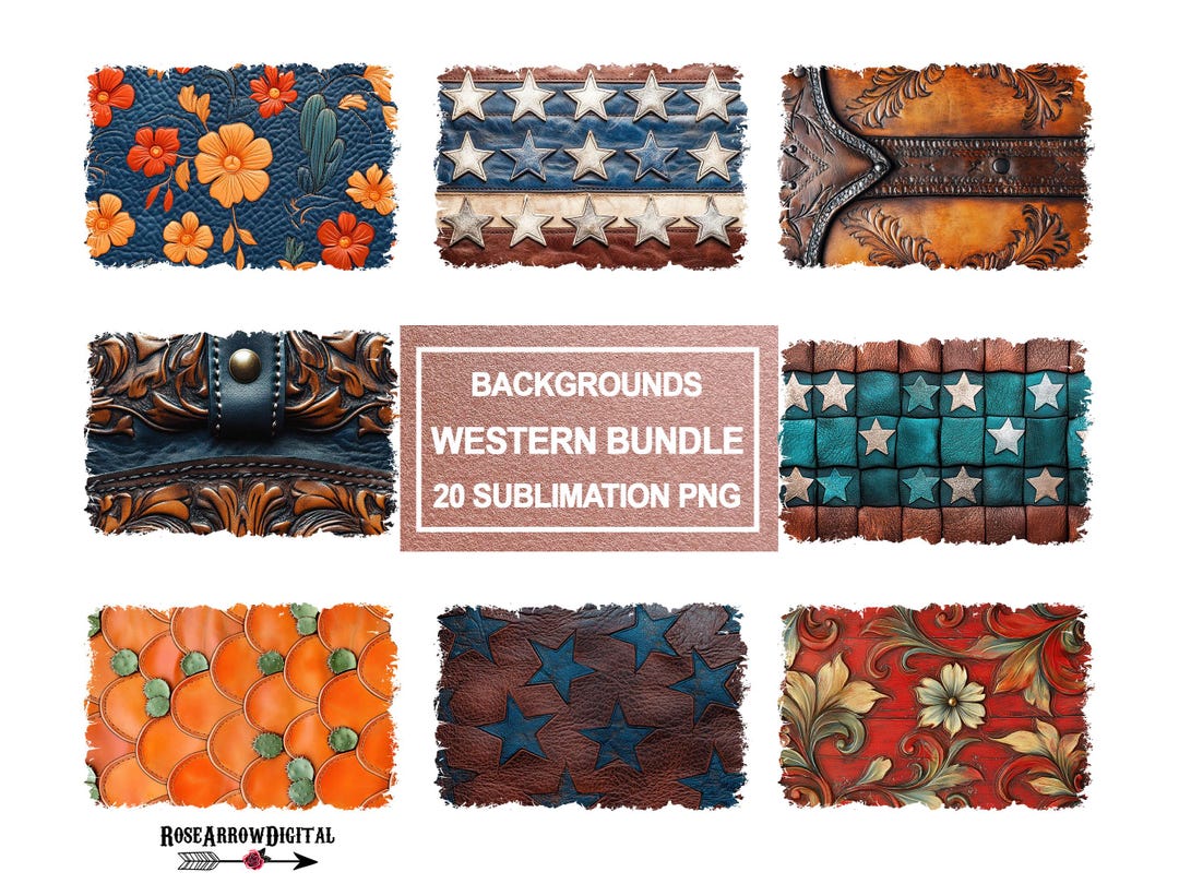 Western Sublimation Background PNG Bundle | 3D Tooled Leather T-shirt ...