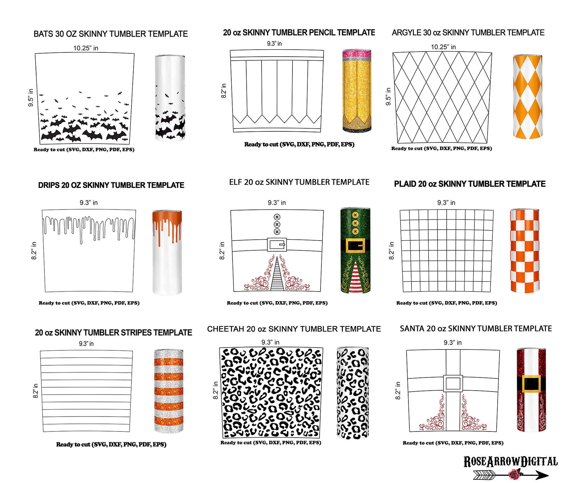 Tumbler SVG Template Bundle, 35 Designs (digital Download) - Etsy
