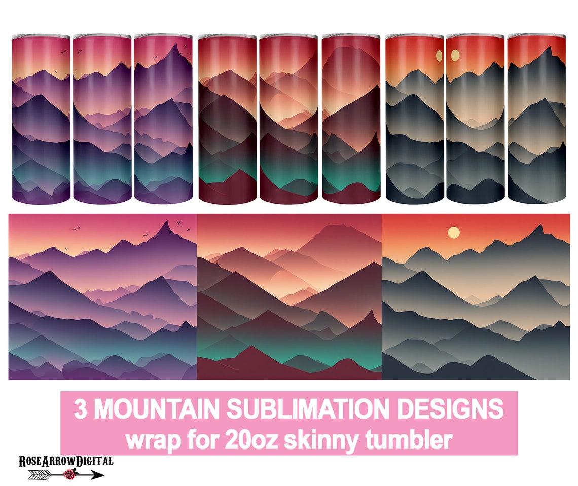 Mountain Tumbler Wrap Bundle Mountain Tumbler PNG Landscape - Etsy