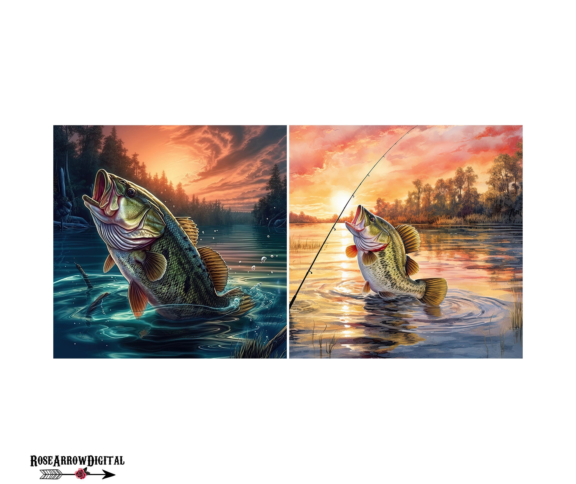 Fishing Digital Papers Bundle | 14 Fish Paper Pack Background Printable ...