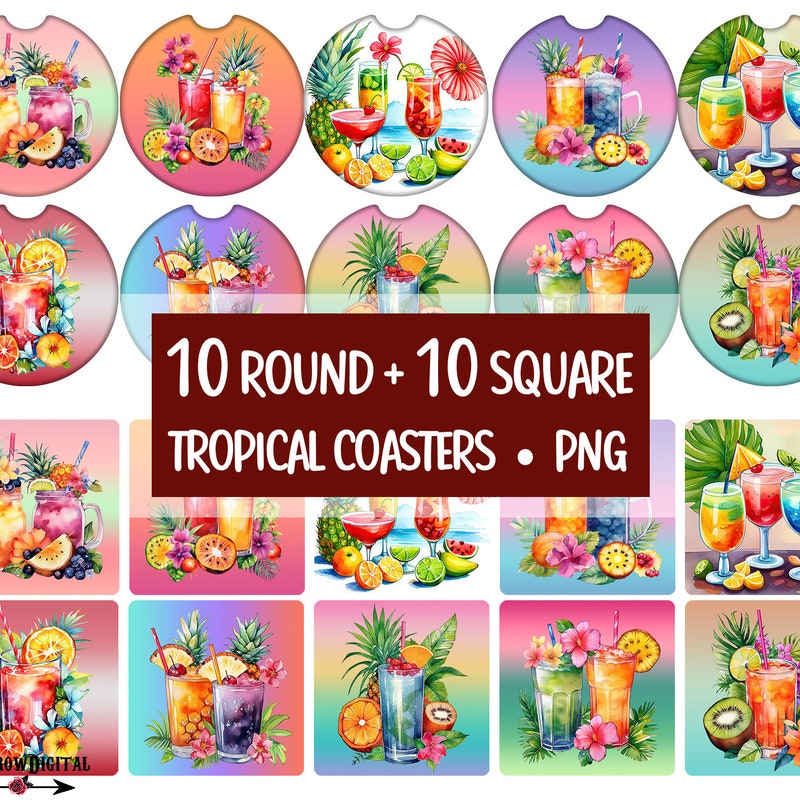 Tropical Coasters - Etsy