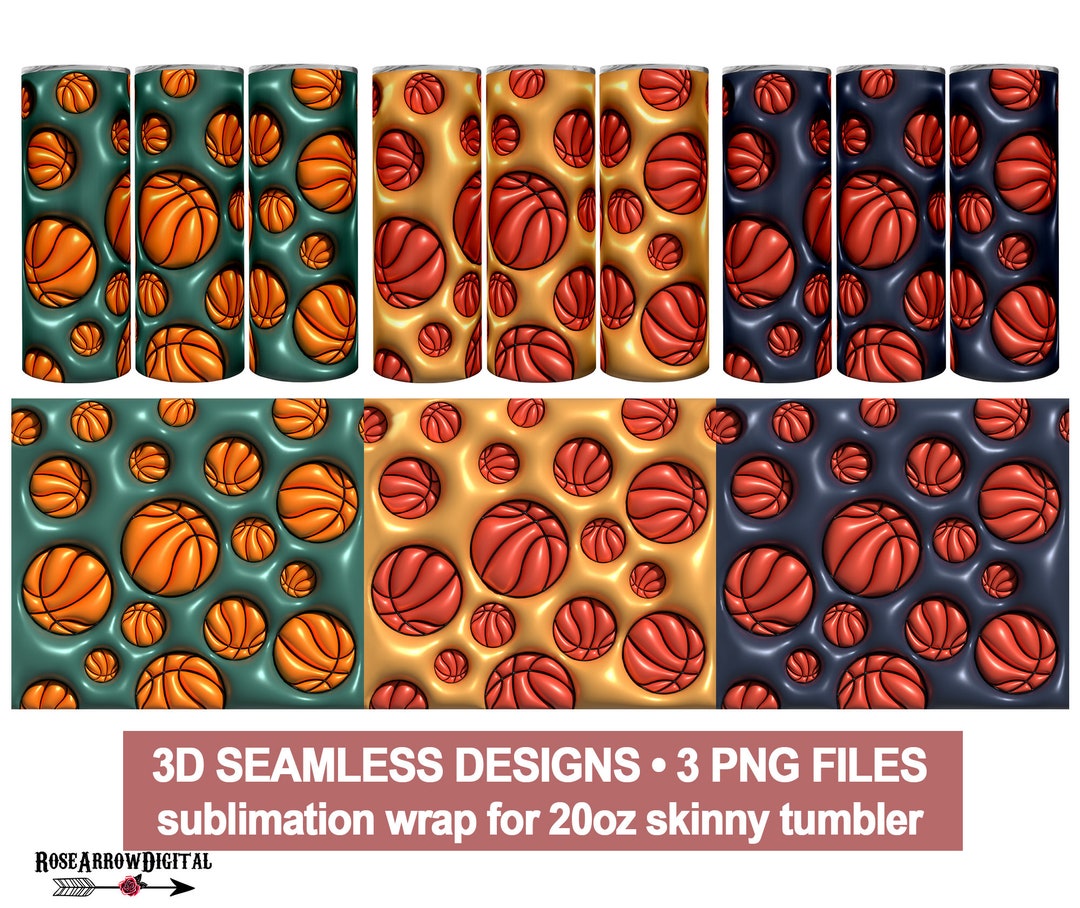 3D Inflated Basketball Tumbler Wrap PNG Bundle Puffy Sublimation for ...