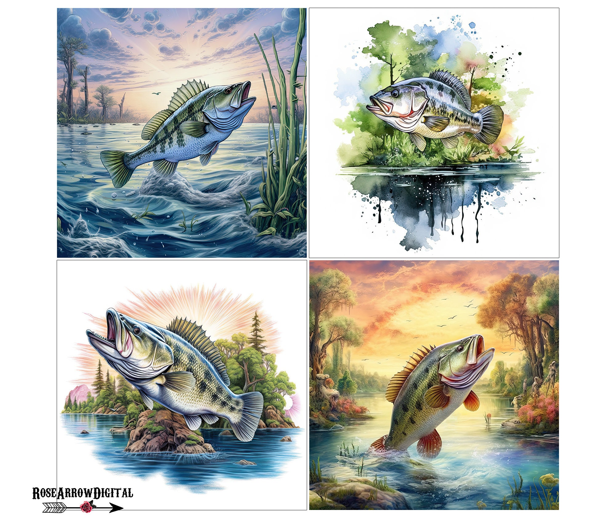 Fishing Digital Papers Bundle 14 Fish Paper Pack Background - Etsy