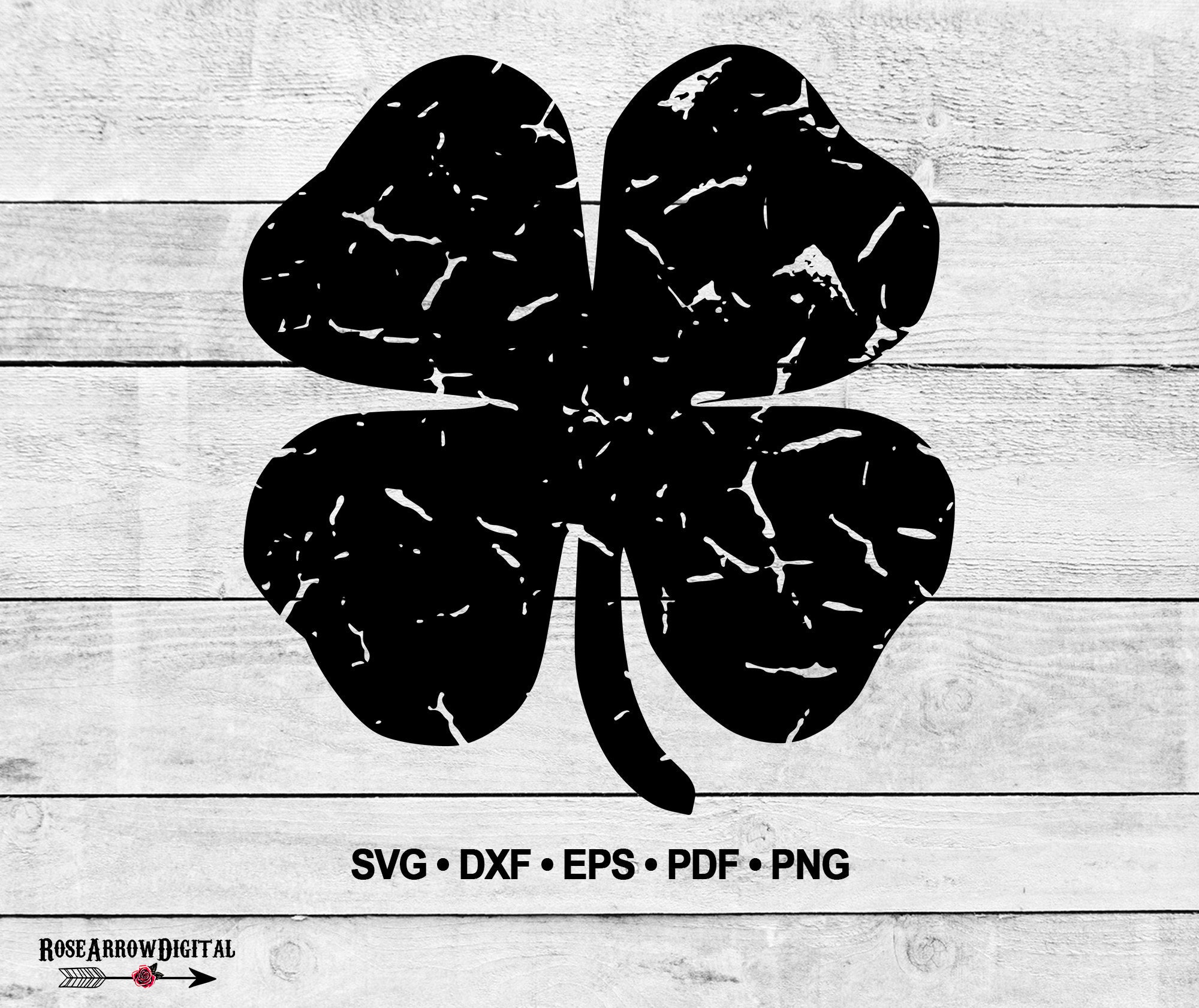 Clover SVG Grunge Distressed Lucky Shamrock PNG St Patrick's Design for ...