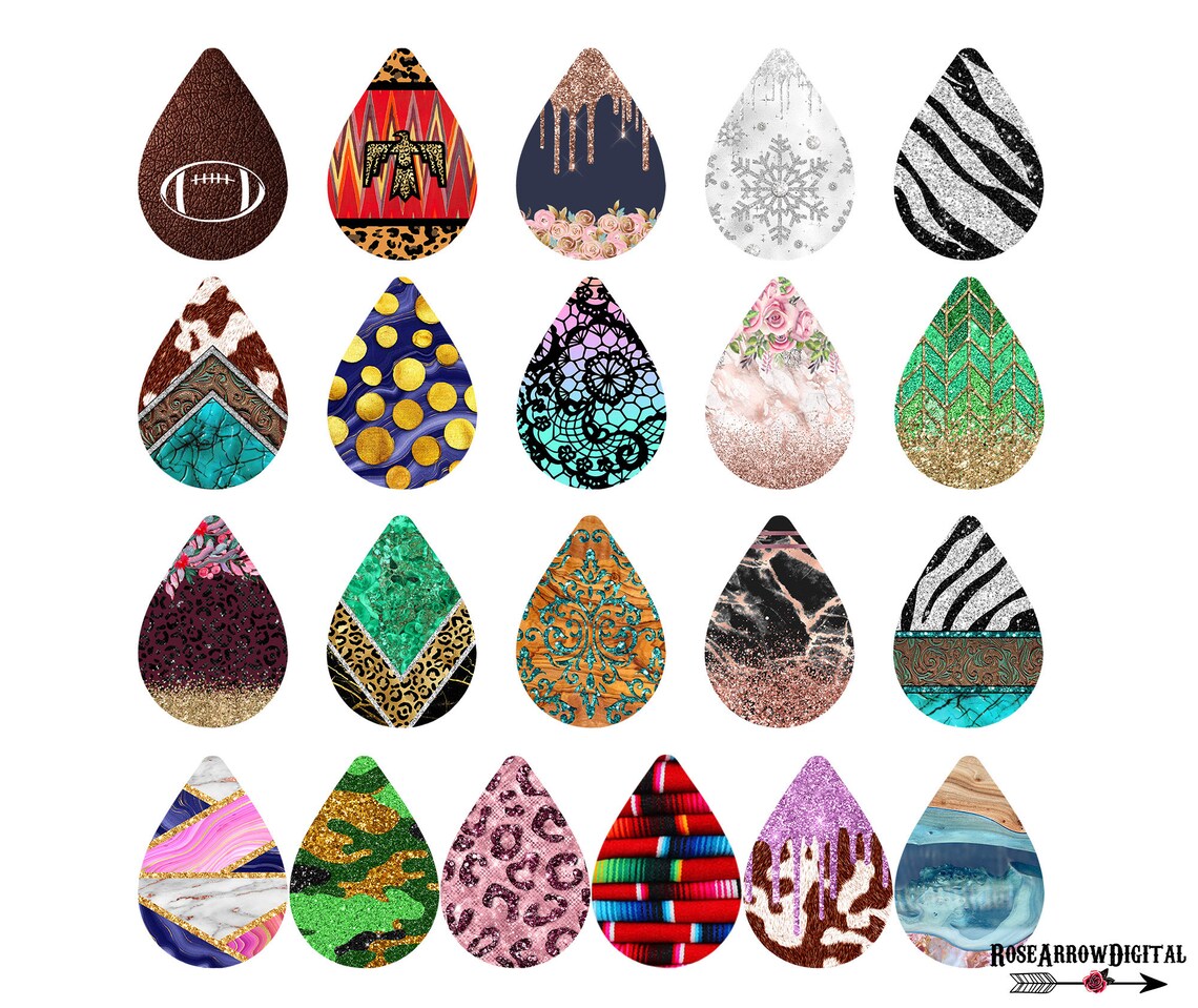Western Teardrop Earring PNG Sublimation Bundle | Southwest Tear Drop ...