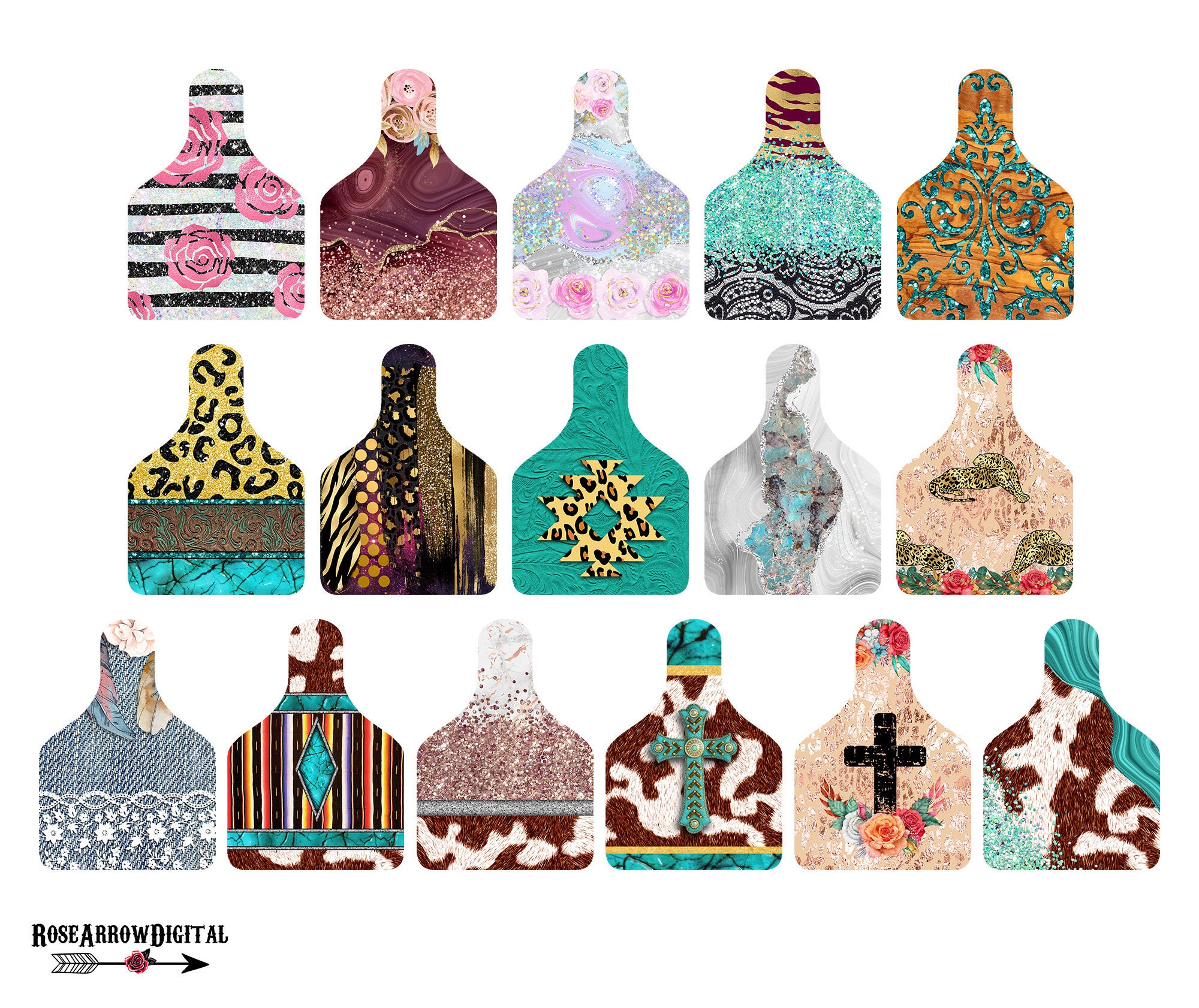 Cow Tag Earring Designs Bundle PNG Cow Tag Keychain Design - Etsy