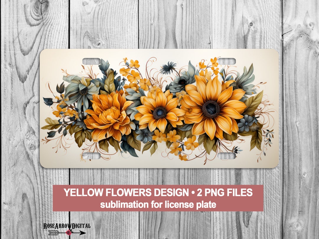 Sunflowers License Plate PNG Floral Car Plates Art Sublimation Digital ...