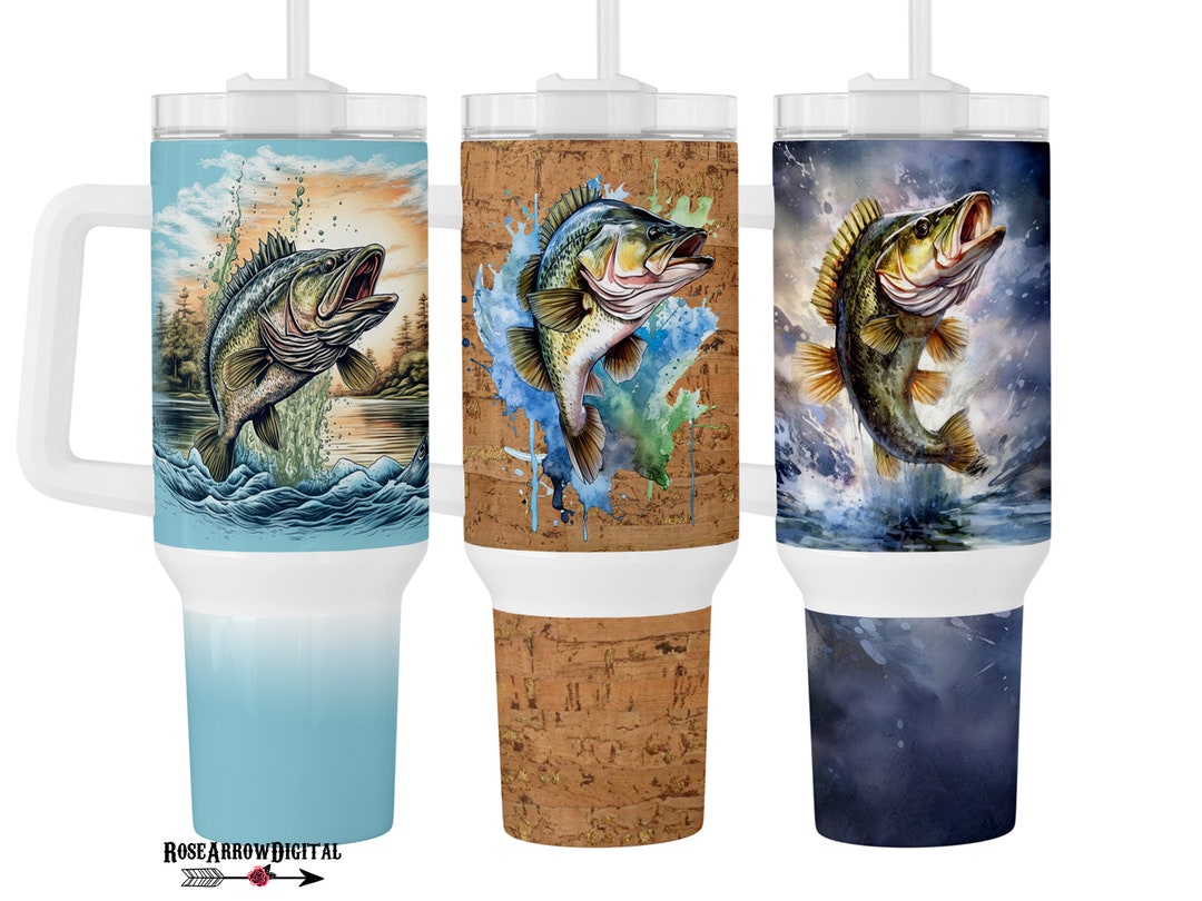 Fishing 40 Oz Stanley Cup Wrap Bundle | Fishermen Quencher Tumbler PNG ...