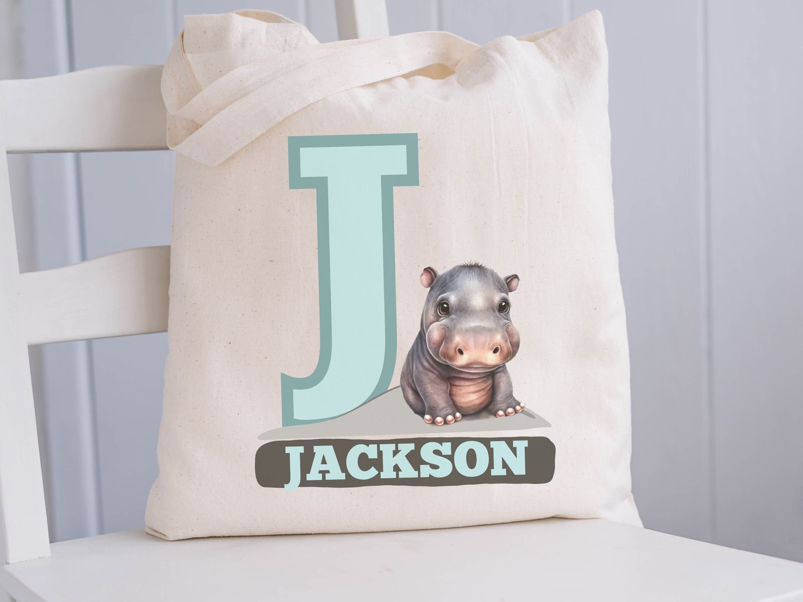 Personalized Hippo Tote Bag, Hippo Tote, Hippo Bag, Hippo Name Tote ...