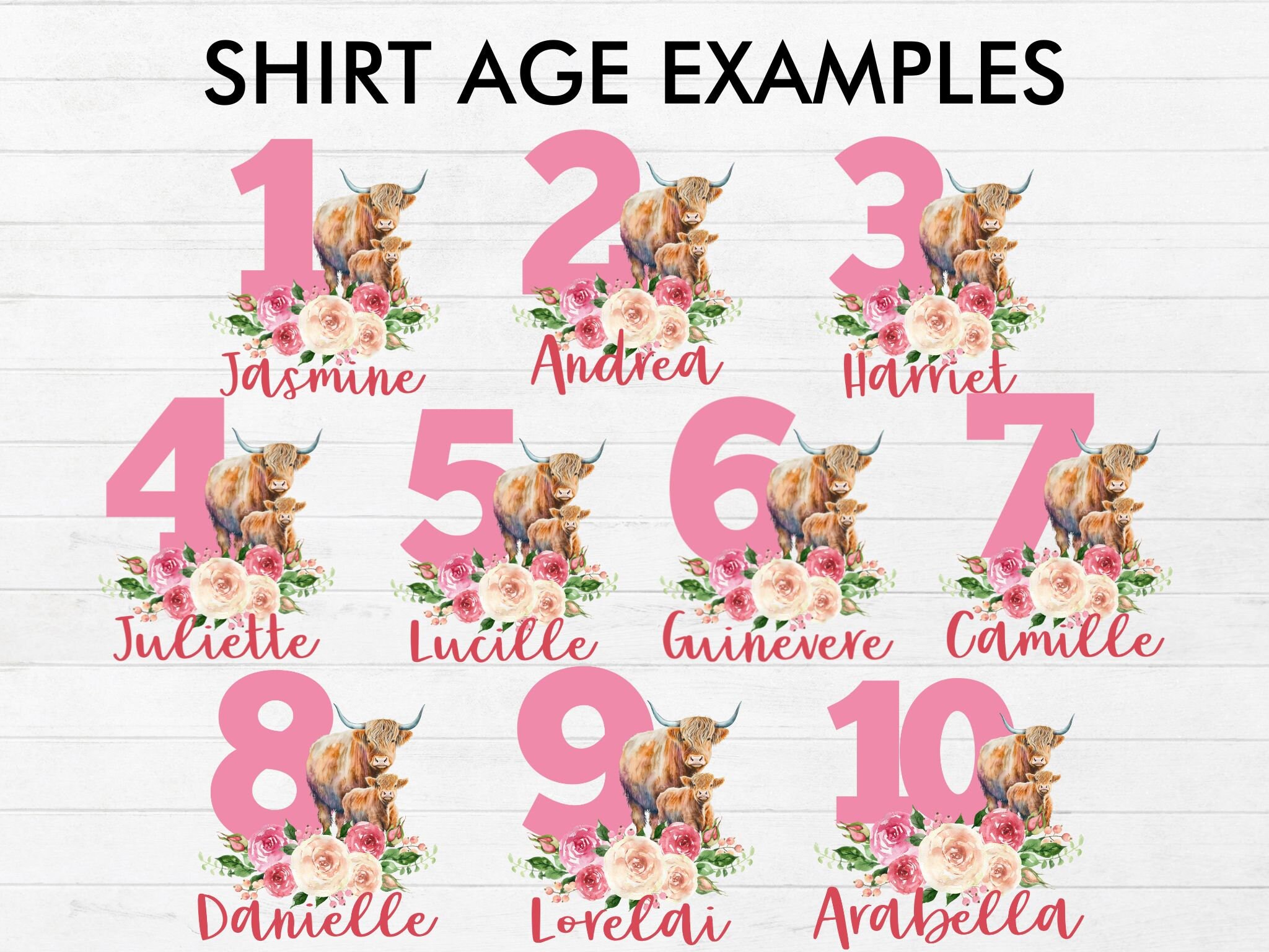 Custom Floral Highland Cow Birthday Shirt, Girl's Cow Birthday T-shirt ...