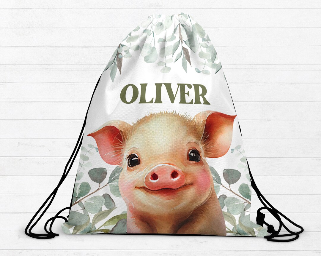 Personalized Pig Drawstring Bag, Pig Drawstring Backpack, Pig Backpack ...