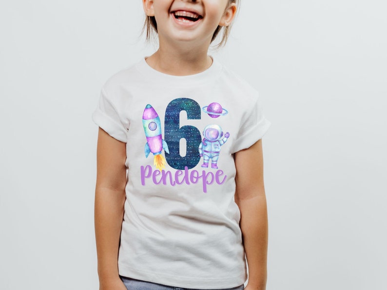 Custom Outer Space Birthday Shirt Girl's Astronaut - Etsy