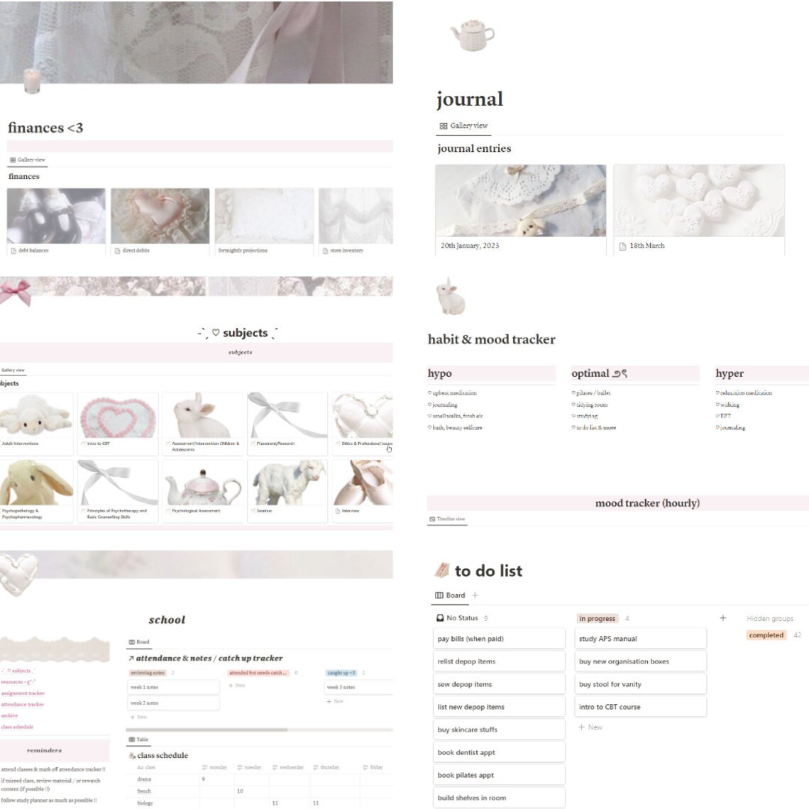 COMPLETE SOFTETTE COQUETTE: Notion School/life Planner ꔫ - Etsy