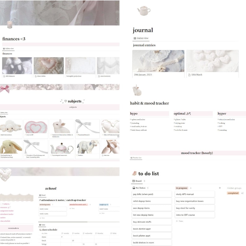 COMPLETE SOFTETTE COQUETTE: Notion School/life Planner ꔫ - Etsy