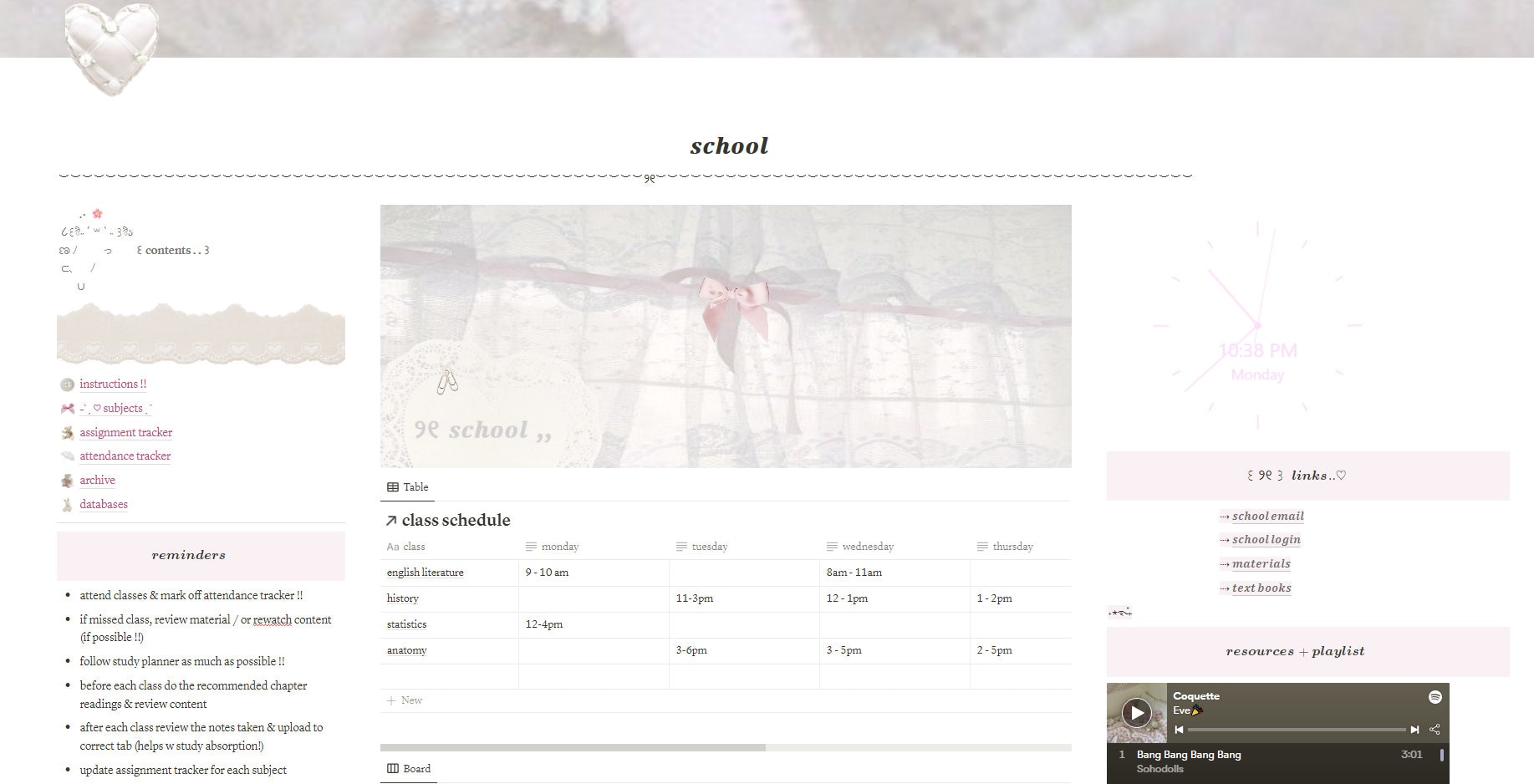 SOFTETTE COQUETTE: Notion School Planner ꔫ - Etsy