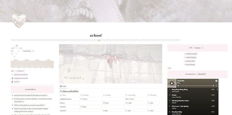 SOFTETTE COQUETTE: Notion School Planner ꔫ - Etsy Australia