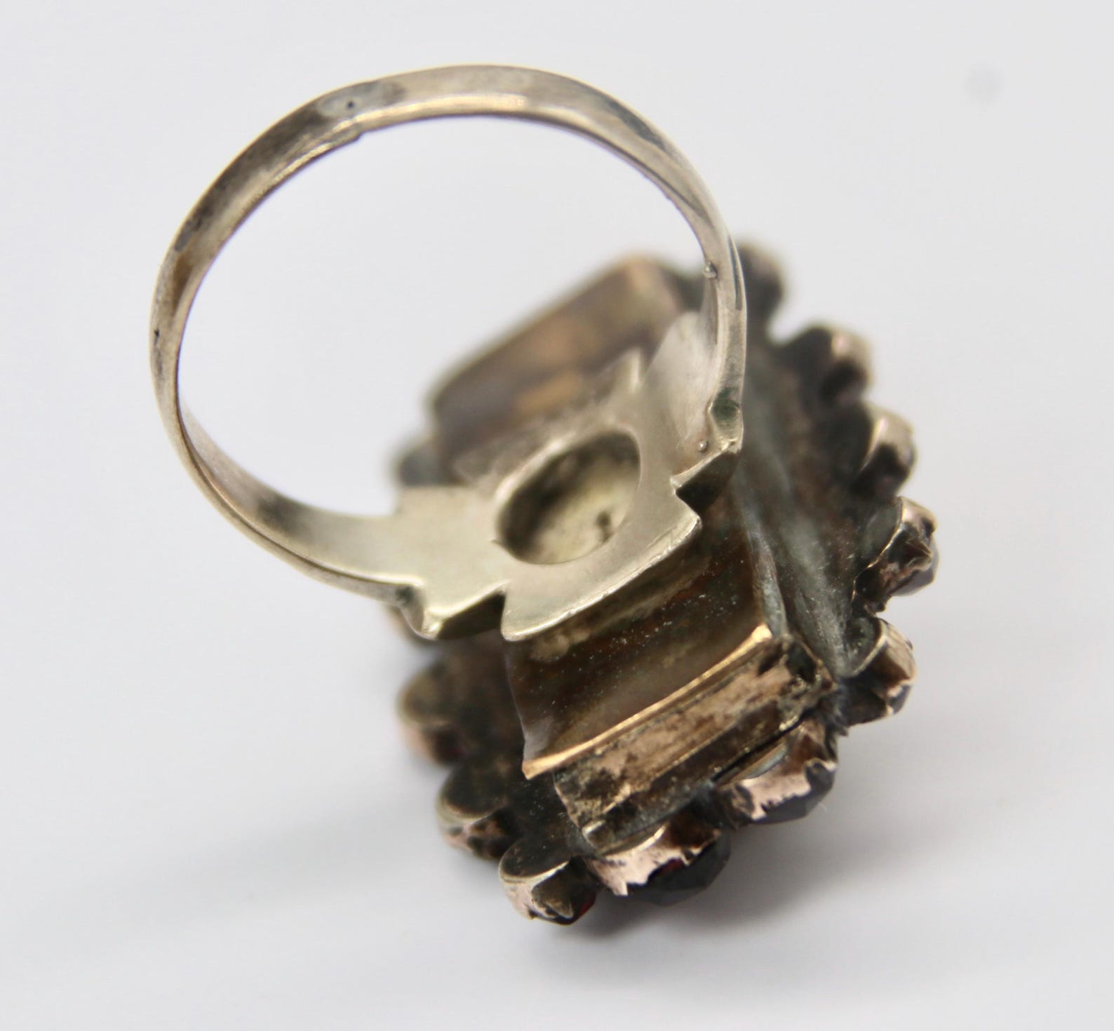 Antique Bohemia 1880/1900 Yellow Gold 8k and Sterling Silver, Old Rose ...