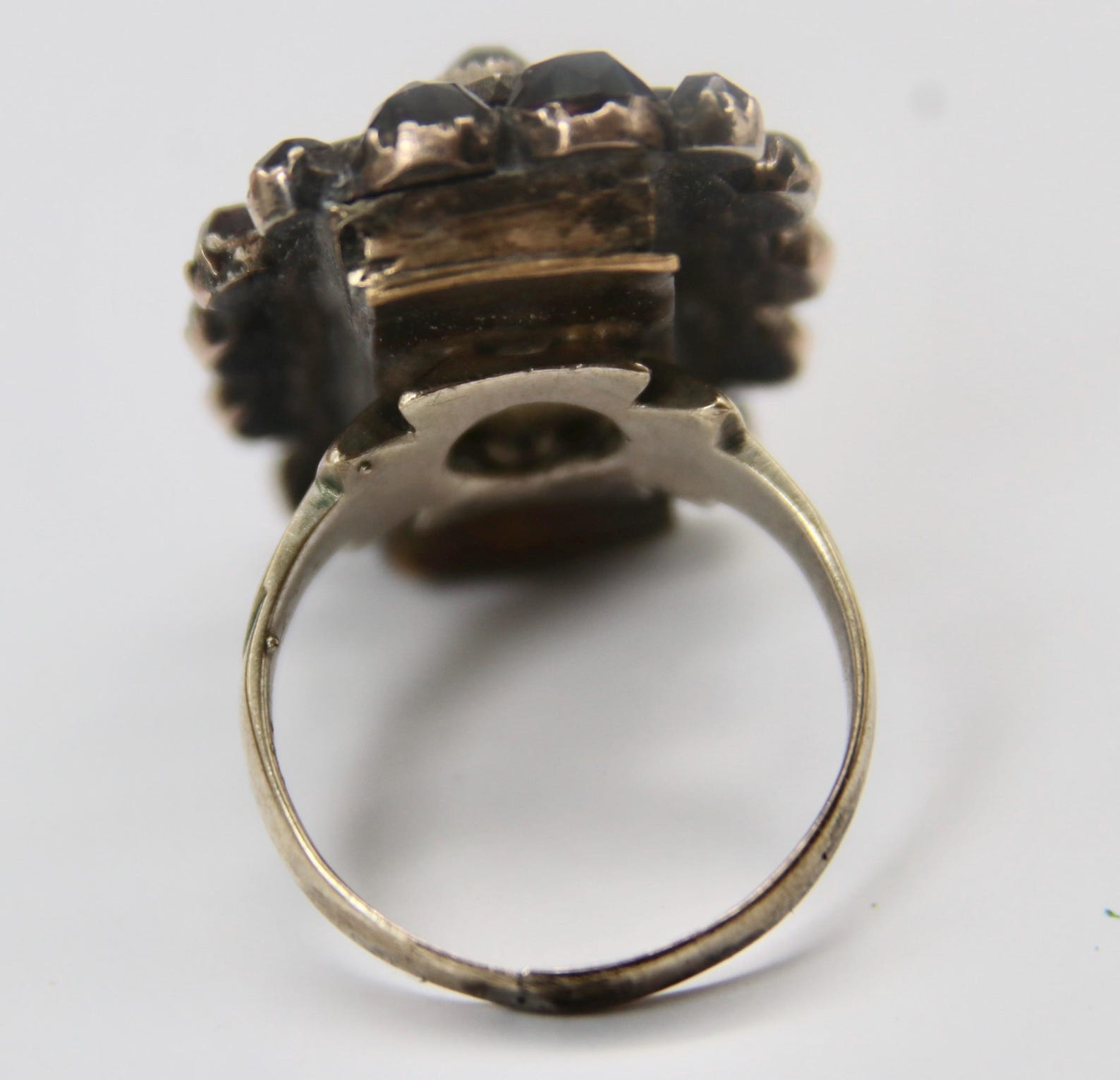 Antique Bohemia 1880/1900 Yellow Gold 8k and Sterling Silver, Old Rose ...