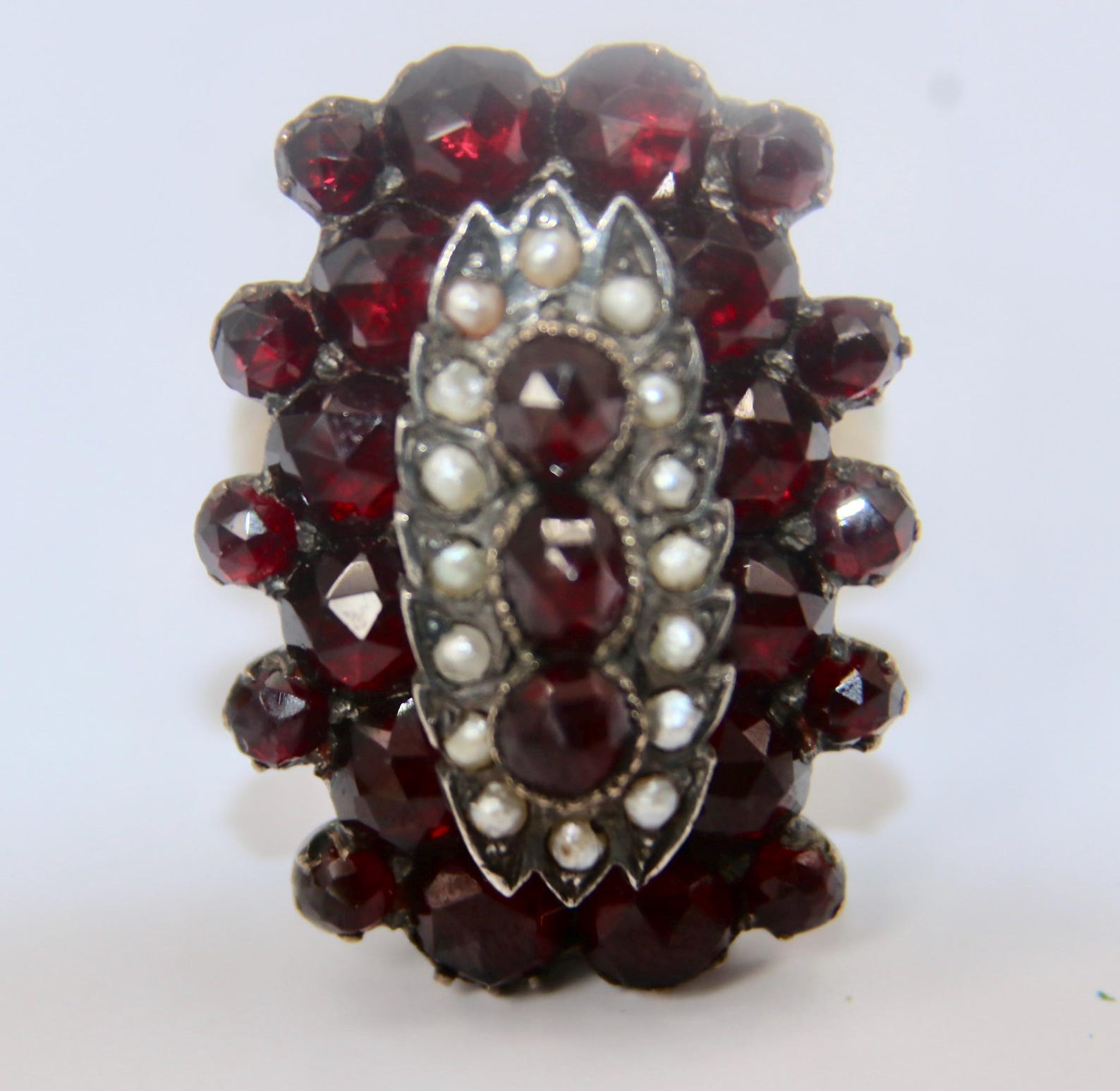 Antique Bohemia 1880/1900 Yellow Gold 8k and Sterling Silver, Old Rose ...