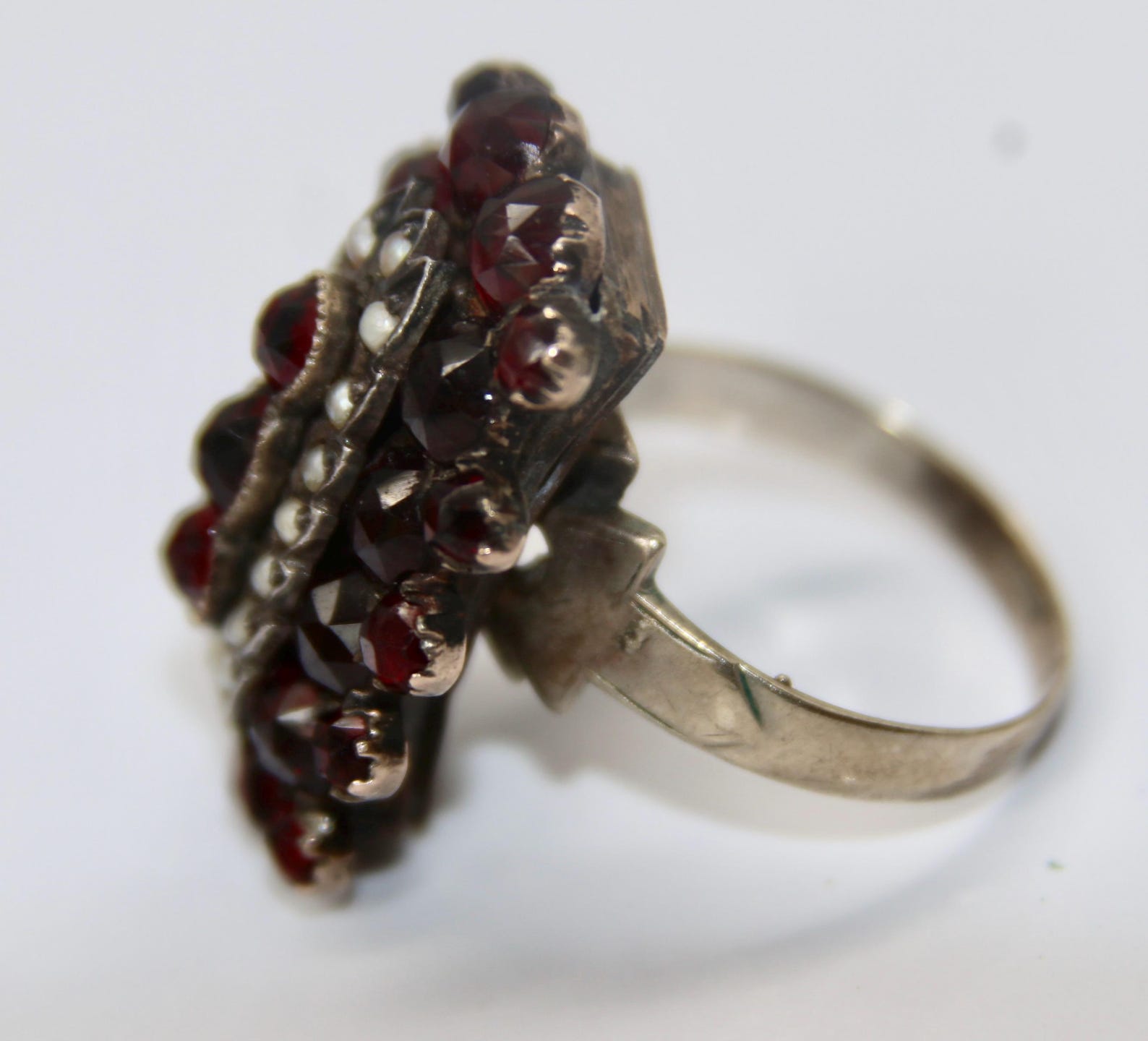 Antique Bohemia 1880/1900 Yellow Gold 8k and Sterling Silver, Old Rose ...