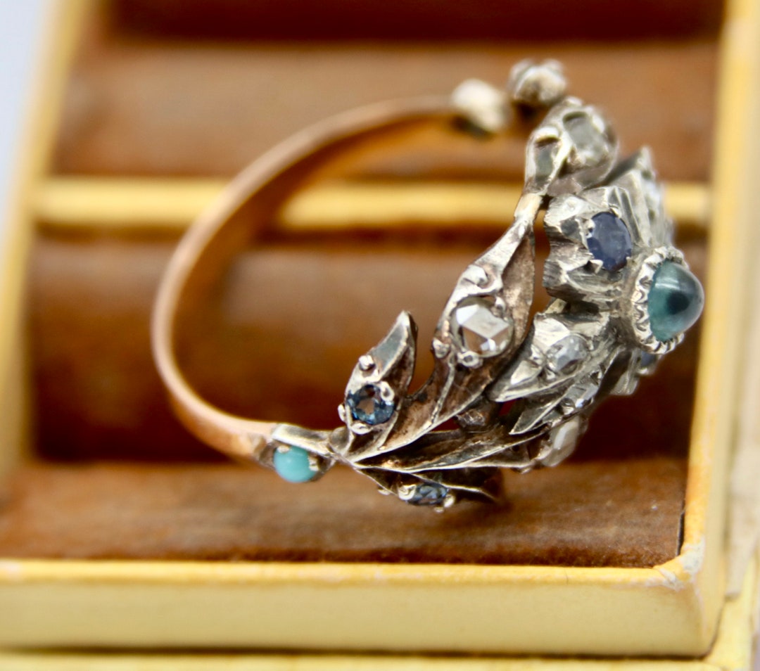 1900/1930s Antique German Handcrafted Golden Ring Set With Sapphires ...