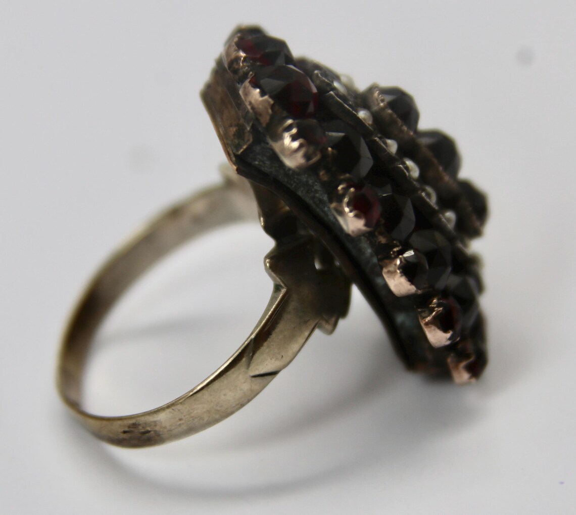 Antique Bohemia 1880/1900 Yellow Gold 8k and Sterling Silver, Old Rose ...